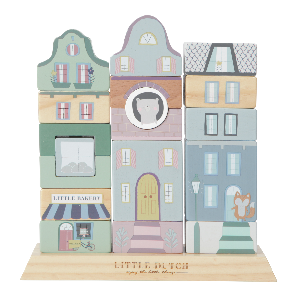 Little Dutch Stacking blocks facades blue – ToysGallery